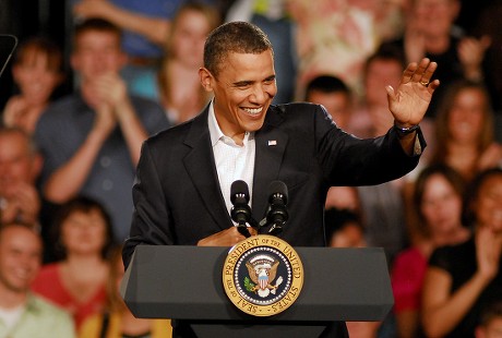 Us President Barack Obama Acknowledges Crowds Editorial Stock Photo ...
