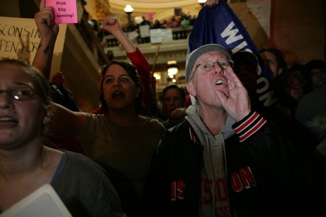 Union Members Protesters Inside Capitol Madison Editorial Stock Photo ...