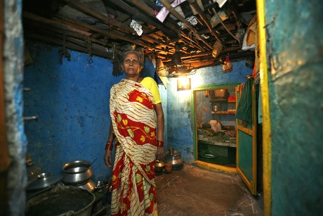 Dalit Woman Stands Inside Her Small Editorial Stock Photo - Stock Image ...