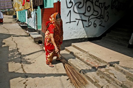 Bangladeshi Dalit Woman Sweeps Front Their Editorial Stock Photo ...