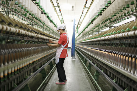 Worker Operates Cotton Spinning Loom Shanghai Editorial Stock Photo ...