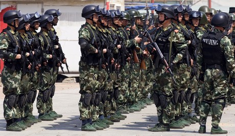 Chinese Paramilitary Policemen Take Part Counterterrorism Editorial ...