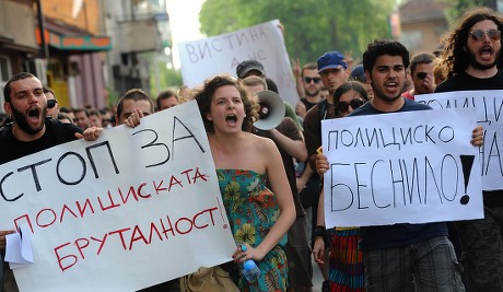 Young Macedonian Hold Placard Reading Stop Editorial Stock Photo ...