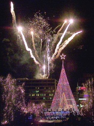 Athens Greece Huge Christmas Tree Illuminates Editorial Stock Photo ...