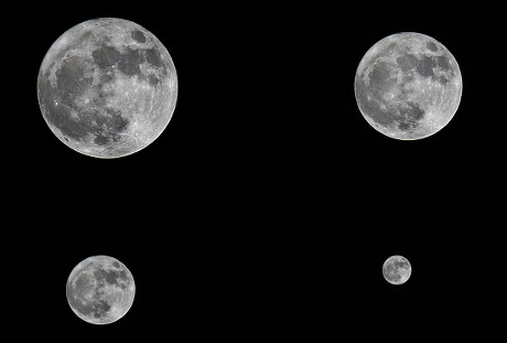 Combo Four Pictures Showing Perigee Moon Editorial Stock Photo - Stock ...