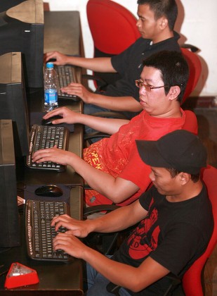 Indonesian Customers Sit Front Computers Internet Editorial Stock Photo ...