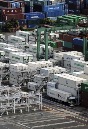 Worker Walks Past Containers Transit Station Editorial Stock Photo ...