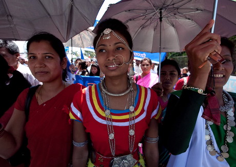 Nepalese Indigenous People Wearing Traditional Costumes Editorial Stock ...