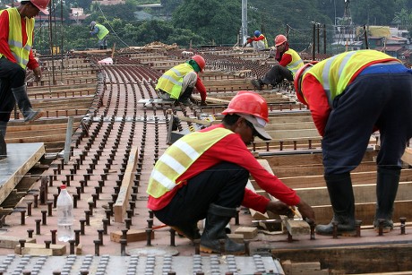 Filipino Construction Workers Work On Bridge Editorial Stock Photo ...