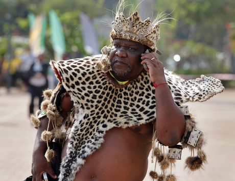 Traditionallydressed Zulu Delegate Wearing Leopard Skins Editorial ...