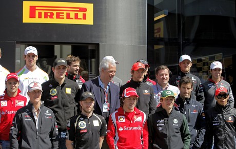 Formula One Drivers Pose Media On Editorial Stock Photo - Stock Image ...