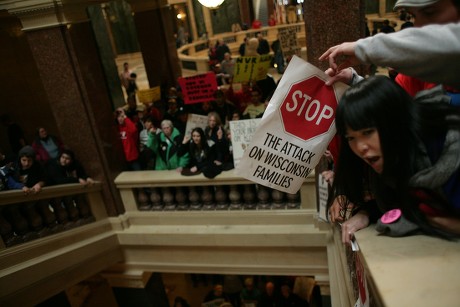 Union Members Protesters Inside Capitol Madison Editorial Stock Photo ...