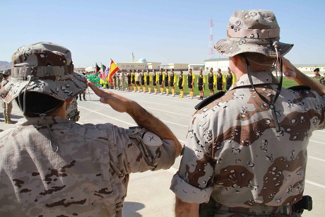 Afghan Spanish Soldiers Stand Attention During Editorial Stock Photo ...