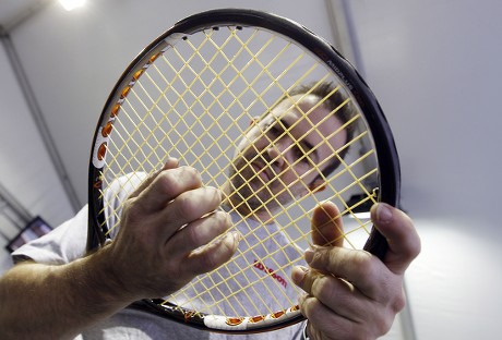 Raquet Stringer Prepares Raquet Players Australian Editorial Stock ...