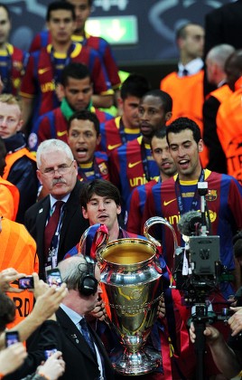 Barcelona Striker Lionel Messi Carries Trophy Editorial Stock Photo ...