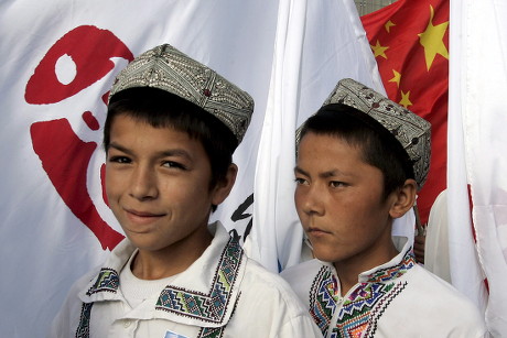 Two Boys Uighur Ethnic Group Stand Editorial Stock Photo - Stock Image ...