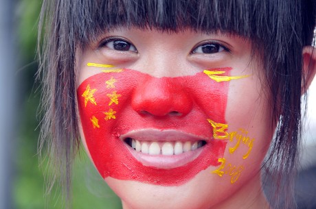 Thai Supporter Wears Chinese Flag Face Editorial Stock Photo - Stock ...