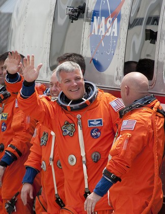 Sts134 Shuttle Pilot Greg Johnson Waves Editorial Stock Photo - Stock ...