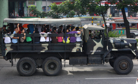 Filipino Commuters Get Free Ride On Editorial Stock Photo - Stock Image ...