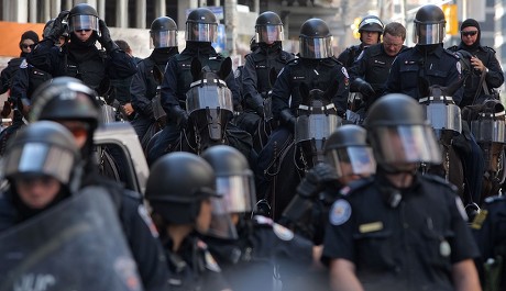 Riot Police Stand Guard During March Editorial Stock Photo - Stock ...