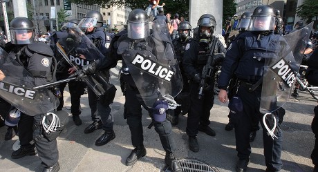 Riot Police Stand Guard During March Editorial Stock Photo - Stock ...