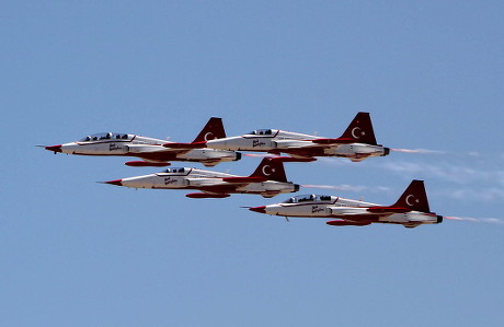 Fighter Jets Fly Formation During Turkish Editorial Stock Photo - Stock ...