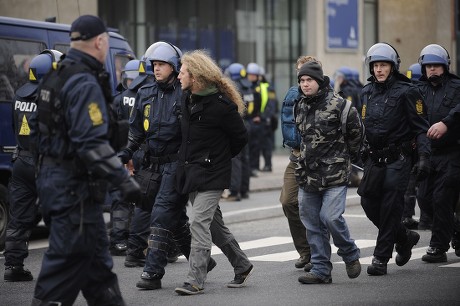 Danish Riot Police Arrest Demonstrators Copenhagen Editorial Stock ...