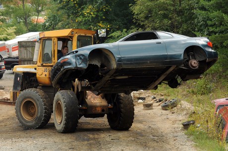 Loader Operator Uses Forklift Carry Clunker Editorial Stock Photo ...