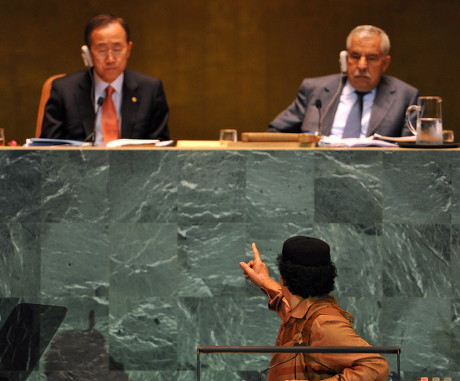 Libyan Leader Muammar Gaddafi Points Towards Editorial Stock Photo ...