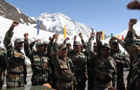 Indian Army Soldiers Shout Slogans After Editorial Stock Photo - Stock ...