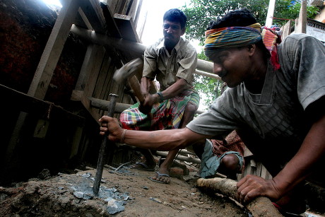 Indian Workers Install New Underground Drain Editorial Stock Photo ...
