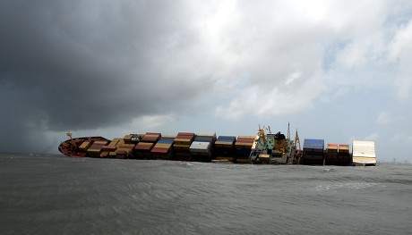 Tilted Cargo Ship Msc Chitra After Editorial Stock Photo - Stock Image ...