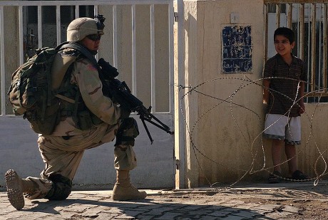 Iraqi Boy Looking Us Soldier Guarding Editorial Stock Photo - Stock ...
