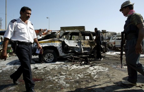 Iraqi Policeman Guards Site Bombings Baghdad Editorial Stock Photo ...