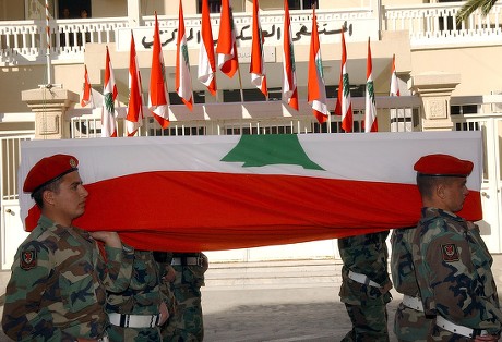 Lebanese Soldiers Carry Coffins Soldiers Who Editorial Stock Photo ...