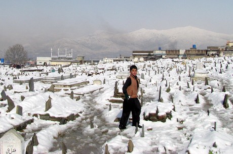 Boy Walks Snow Covered Graveyard Mingora Editorial Stock Photo - Stock ...