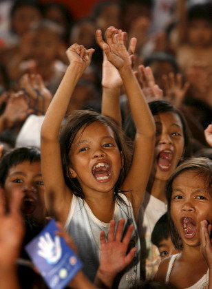Filipino Kids Cheer During Demonstration Proper Editorial Stock Photo ...