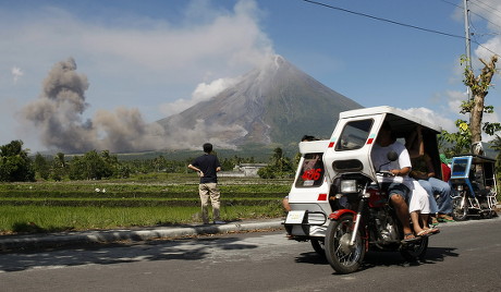 Ash Columns Rises Foot Mayon Volcano Editorial Stock Photo - Stock ...