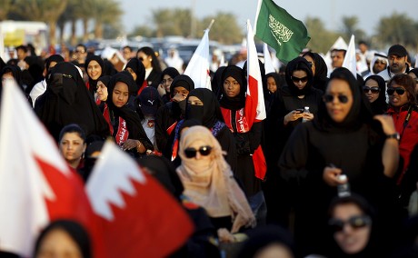 Bahrain Progovernment Supporters Wave Saudi Flag Editorial Stock Photo ...
