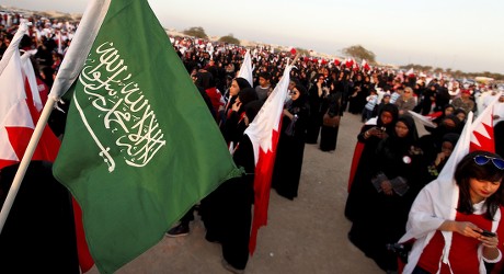 Bahrain Progovernment Supporters Wave Saudi Flag Editorial Stock Photo ...