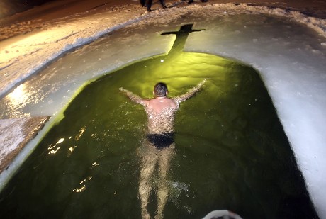 Man Swims Ice Cold Water Lake Editorial Stock Photo - Stock Image ...