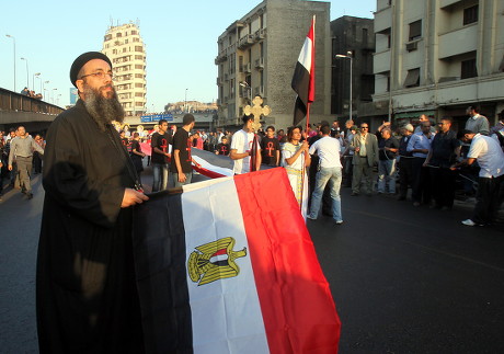 Egyptian Coptic Christians Hold National Flags Editorial Stock Photo ...