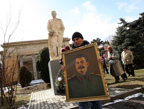 Georgian Man Holds Potrait Soviet Dictator Editorial Stock Photo ...