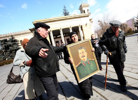 Georgian Man Holds Potrait Soviet Dictator Editorial Stock Photo ...