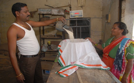 Indian Ration Shop Vendor L Weighs Editorial Stock Photo - Stock Image ...
