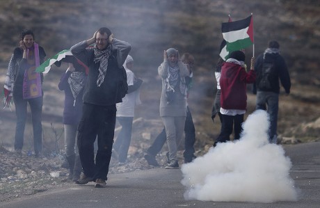 Protestors Cover Their Ears Stun Grenade Editorial Stock Photo - Stock ...
