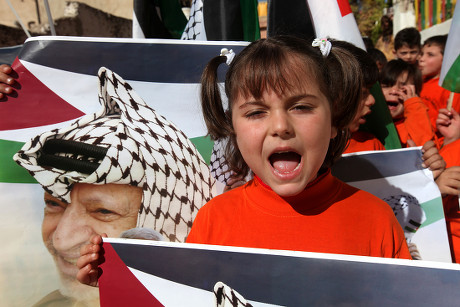 Palestinian Children Cheer Portraits Palestinian Authority Editorial ...