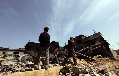 Palestinian Inspect Destroyed Factory After Israeli Editorial Stock ...