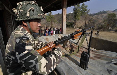 Indian Security Personnel Keep Vigil On Editorial Stock Photo - Stock ...