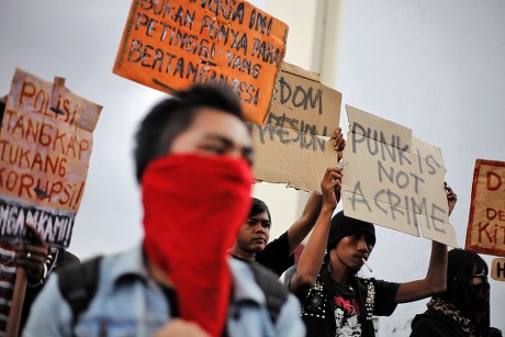 Indonesian Punk Rock Fans Hold Placards Editorial Stock Photo - Stock ...